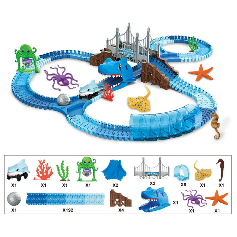 Shark Track Adventure – Flexible Race Track with Light-Up Car ...