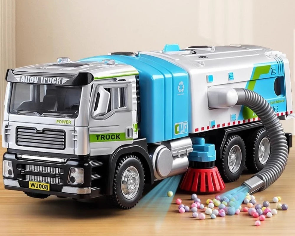 Diecast Street Sweeper & Garbage Truck – 1:50 Scale Light & Sound Toy ...