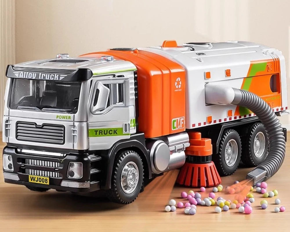 Diecast Street Sweeper & Garbage Truck – 1:50 Scale Light & Sound Toy ...