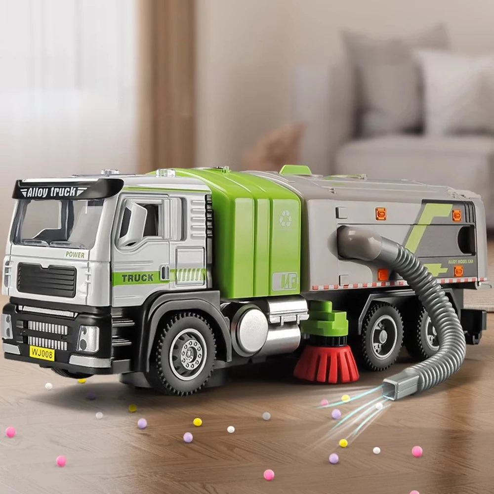 Diecast Street Sweeper & Garbage Truck – 1:50 Scale Light & Sound Toy ...