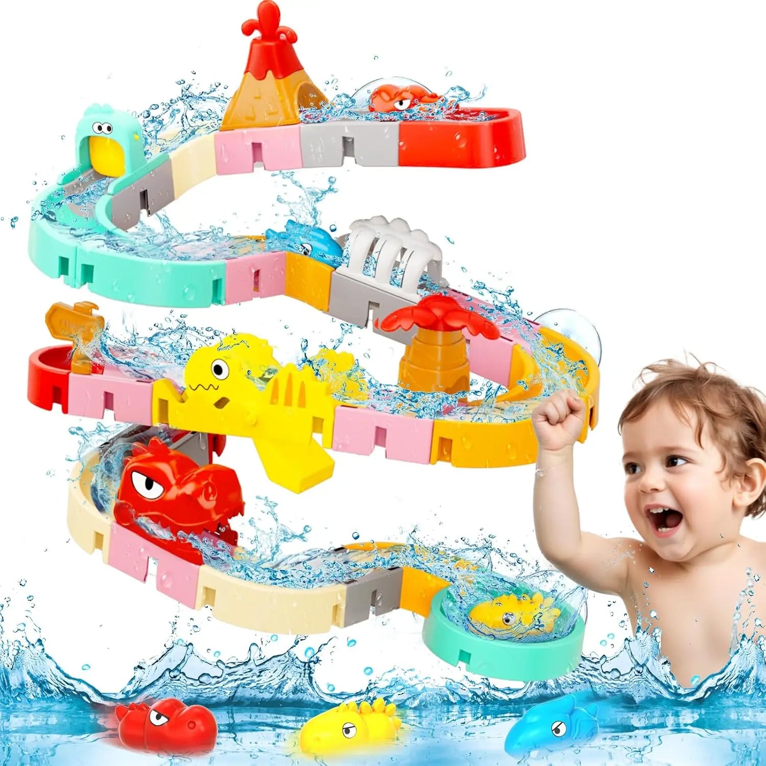 DinoSplash DIY Bath Slide Toy Set – mylovely-baby