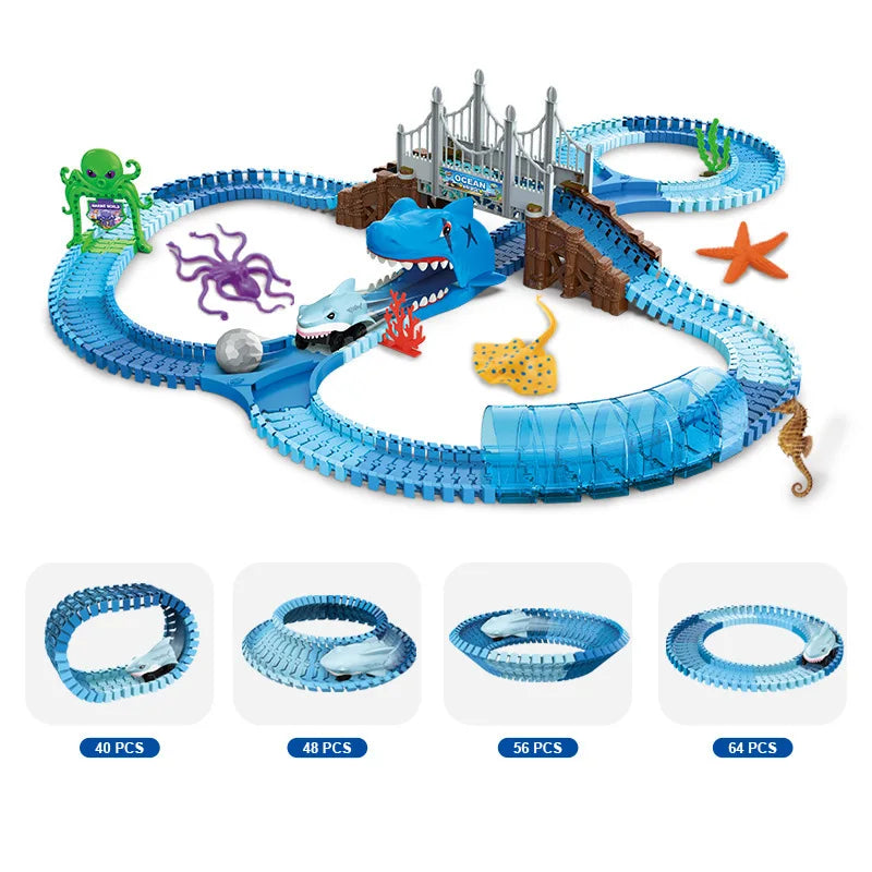Shark Track Adventure – Flexible Race Track with Light-Up Car ...